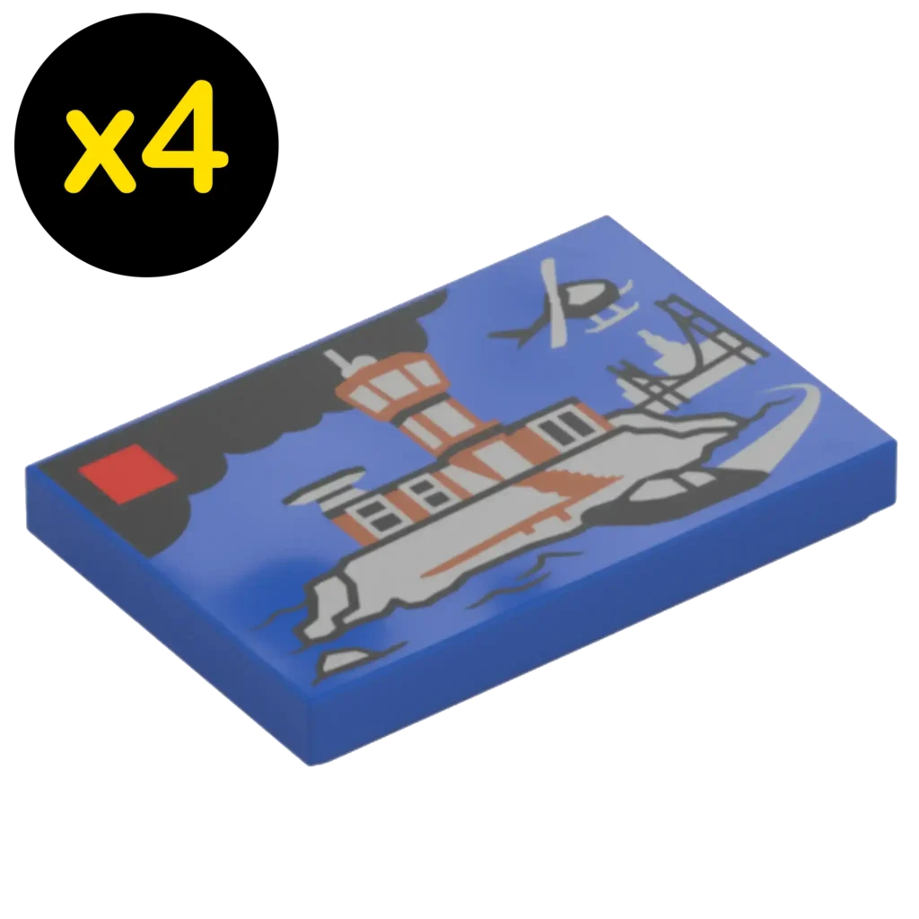 4 Tiles "Police Prison Island" - FLAT TILE 2X3, NO. 143 - The Place 2 Brick